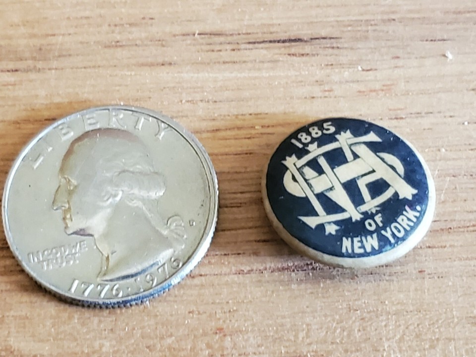 1885 New York NSA? Pinback Button Pin Badge Vintage Antique Unsure ...