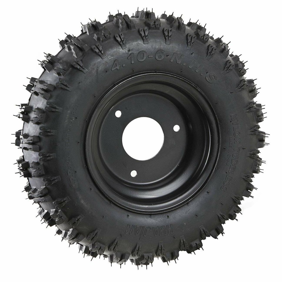 2pc 4.10-6 Tires Wheel 3 Lug Stud Rim 6" Tire Wheels for Quad Bike Go ...