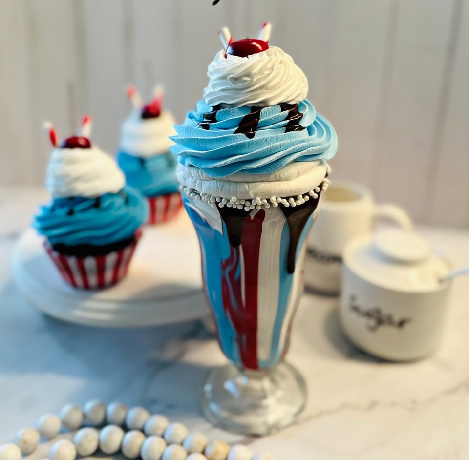 DEZICAKES Fake Milkshake Artificial Food Fake Retro Milkshake | eBay