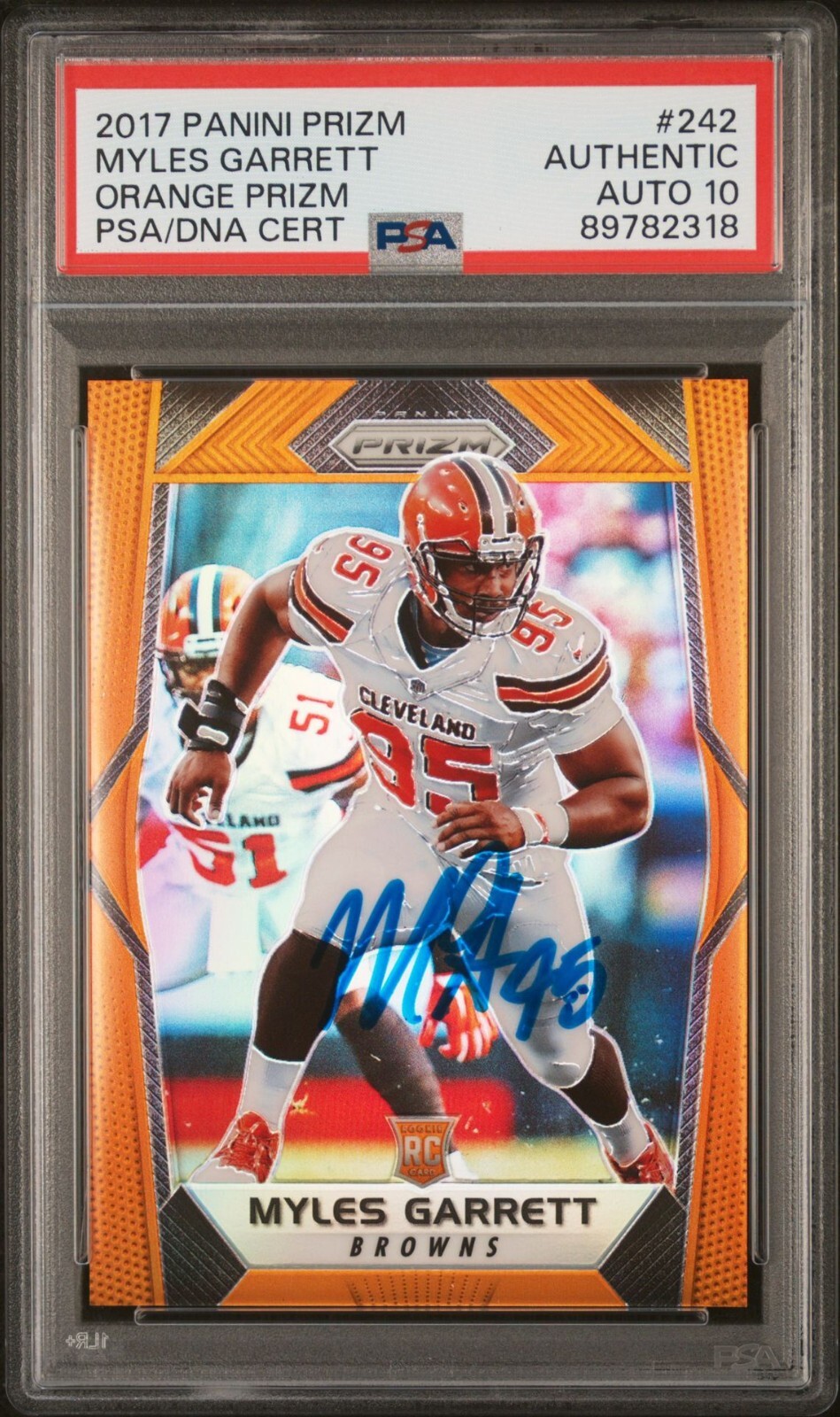 Myles Garrett RC 2017 Prizm #242 Auto /275 Orange Prizm Color Match PSA ...