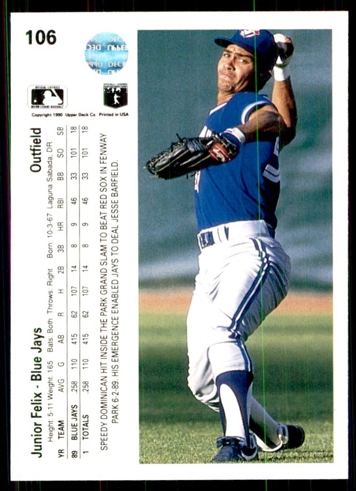 1990 Upper Deck Junior Felix Baseball Cards #106 | eBay