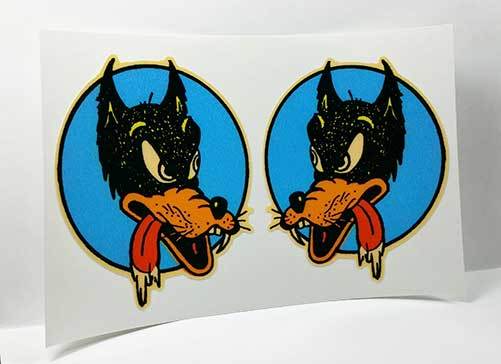 Pair of BIG BAD WOLF Vintage Style DECALS, Vinyl STICKERS, rat / hot ...