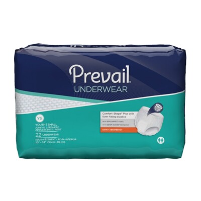 Prevail Extra Pull On Youth Absorbent Underwear Small 20''-34'' 22/Bag ...