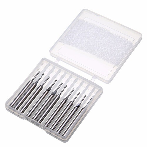 10PCS 1/8" Shank 1mm x 7mm Carbide Flat Nose End Mill Cutter CNC Router ...