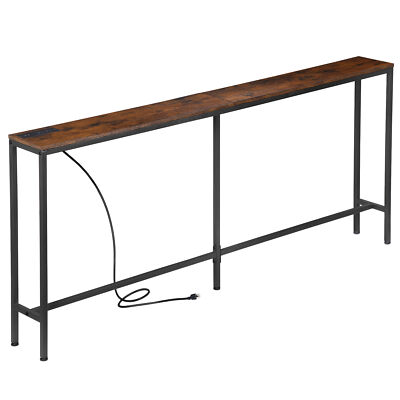Narrow Sofa Table 70" Console Table with Power Station for Living Room ...