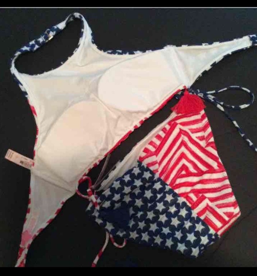 Victoria's Secret high-neck L BIKINI America USA Flag Stripe Star White ...