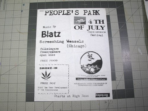 vtg punk hardcore flyer - People's Park Smoke In Festival Blatz 8.5x11 ...