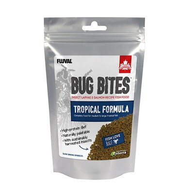 Fluval Bug Bites Tropical Formula Granules Fish Food 125g Aquarium Tank ...