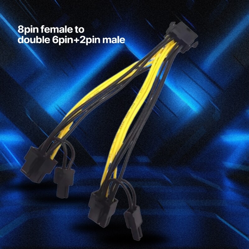 Computer Graphics Card GPU 8Pin Cable Female 8Pin to Double 6Pin+2Pin ...