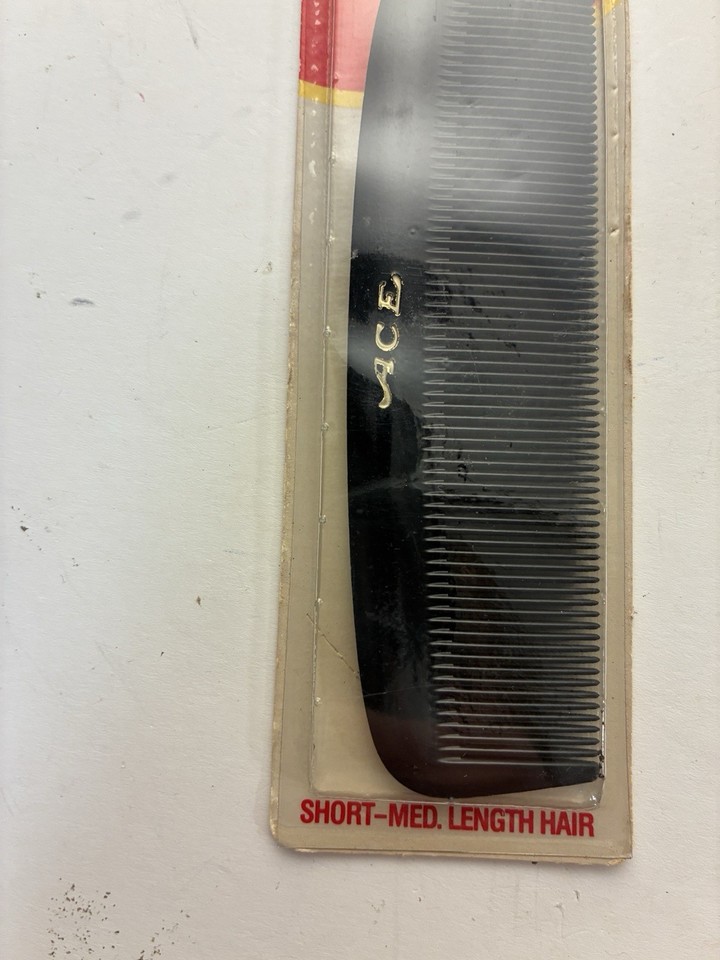 Vtg New Old Stock ACE Hard Rubber Comb 5” Black #76 Short / Med Hair ...