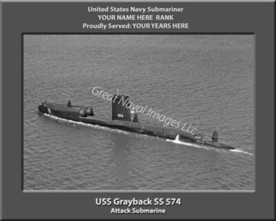 USS Grayback SS 574 Personalized Canvas Submarine Photo Print Navy ...