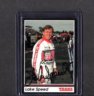 1991 TRACS NASCAR RACING CARD SIGNED IP AUTO LAKE SPEED NASCAR GREAT | eBay