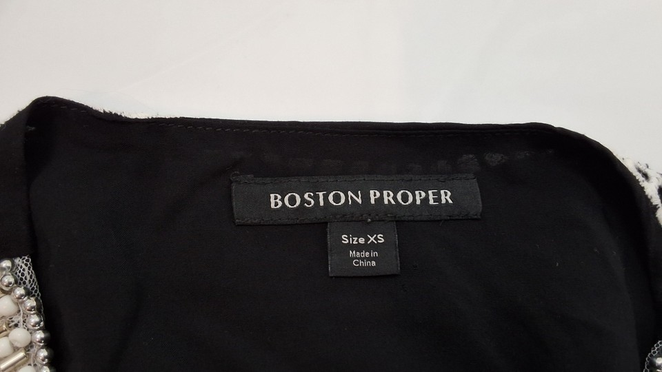 Women's Boston Proper Black & White Embroidered Beaded Boho Tunic Top ...