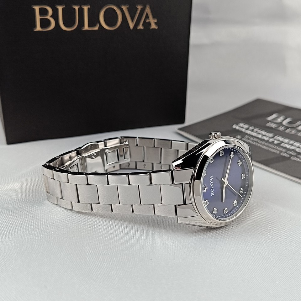 Bulova Surveyor 96P229 Diamond Blue Dial Quartz Stainless Women's Watch ...