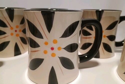 Set Lot Of 6 Temptations Large 16oz Old Word Vivid Coffee Mugs Black Fl ...