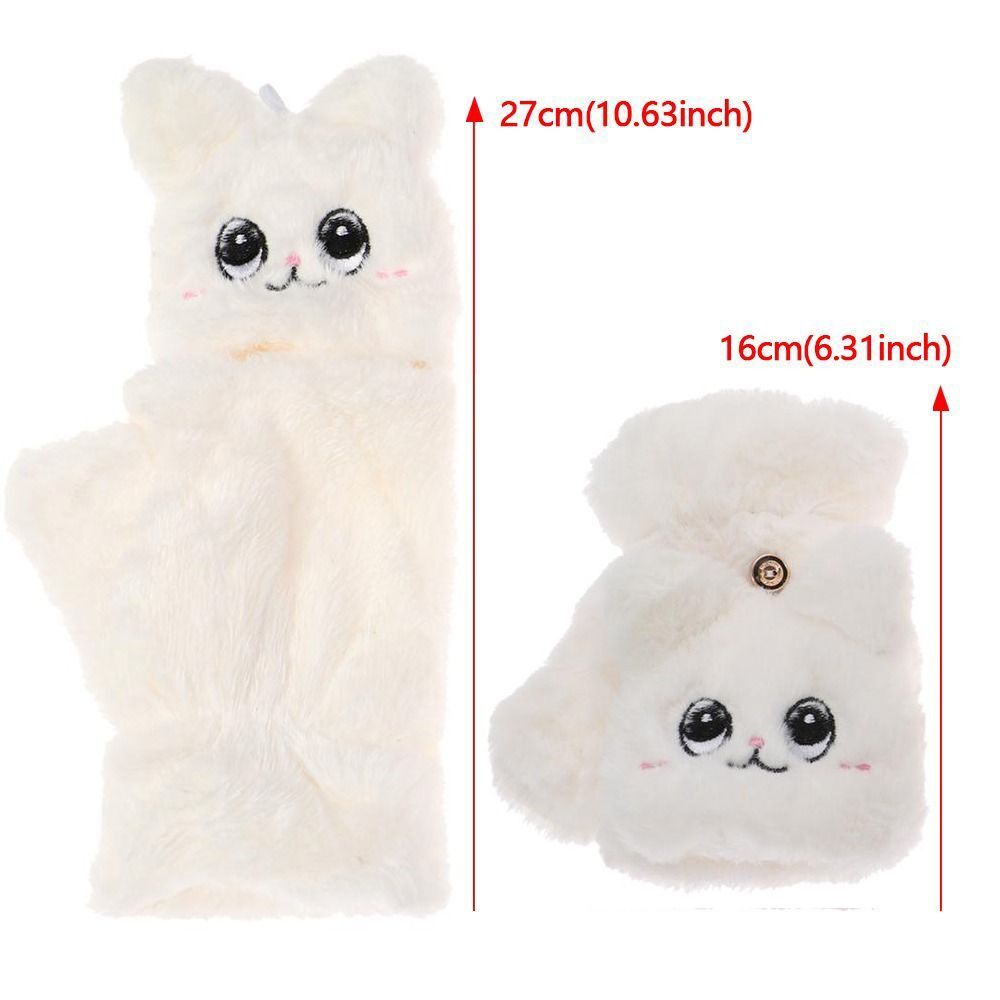 Cute Cat Rabbit Fur Knit Mittens Plush Thick Warm Thick Gloves | eBay