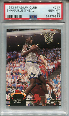 1992 Stadium Club #247 Shaquille O'Neal Rookie PSA 10 GEM MT Orlando ...