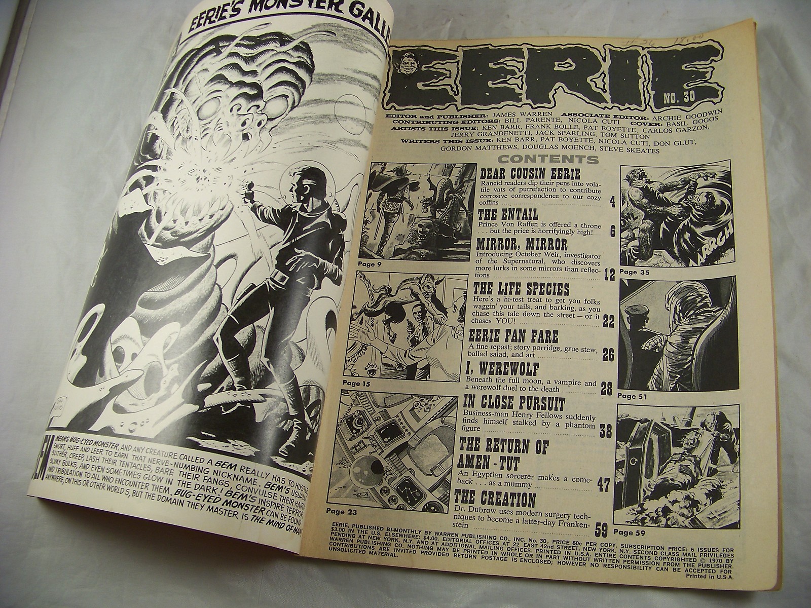 EERIE # 30 NOVEMBER 1970 HORROR COMIC MAGAZINE JACK SPARLING TOM SUTTON ...