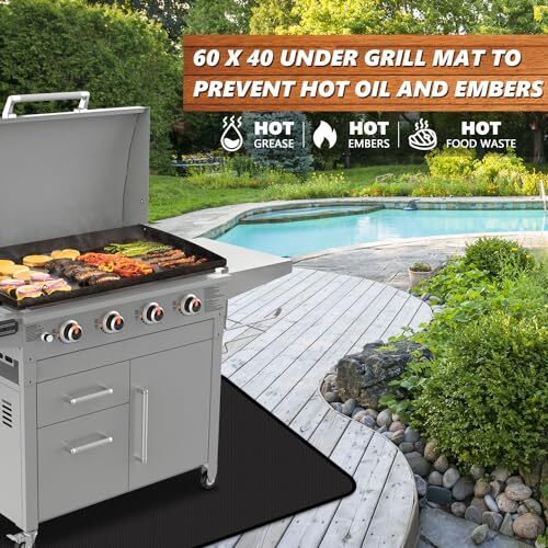 60 x 40 inch Under Grill Mats for Outdoor Grill Oil and Waterproof ...