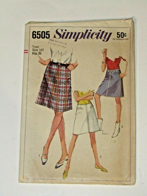 Simplicity 6505 60's Skirt Pattern Teen Size 14 Hip 36 | eBay