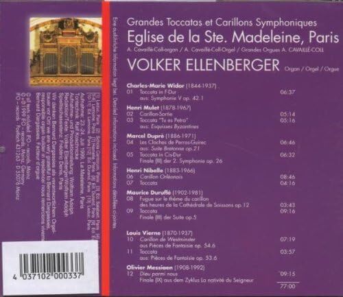 Volker Ellenberger Grandes Toccatas Et Carillons Symphoniques ...