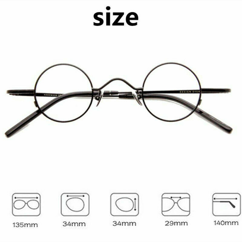 Vintage Small Round 34mm Glasses Mens Women Stainless steel Eyeglasses ...