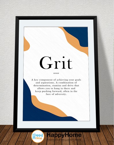 Grit Definition Poster Motivational Inspirational Wall Art Print Office ...