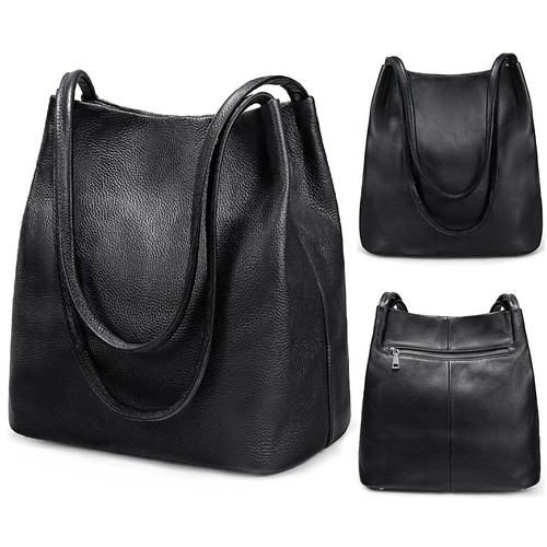 Women's Soft Genuine Leather Tote Bucket Bags Hobo Shoulder Bags Trendy ...