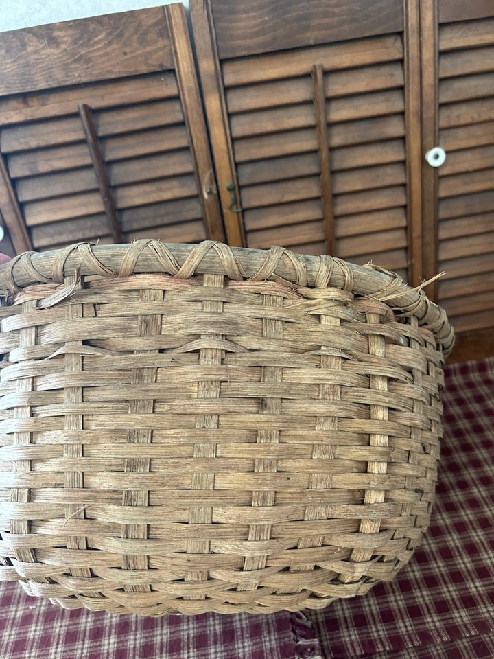 Antique Primitive Woven Oak Split Gathering Basket | eBay