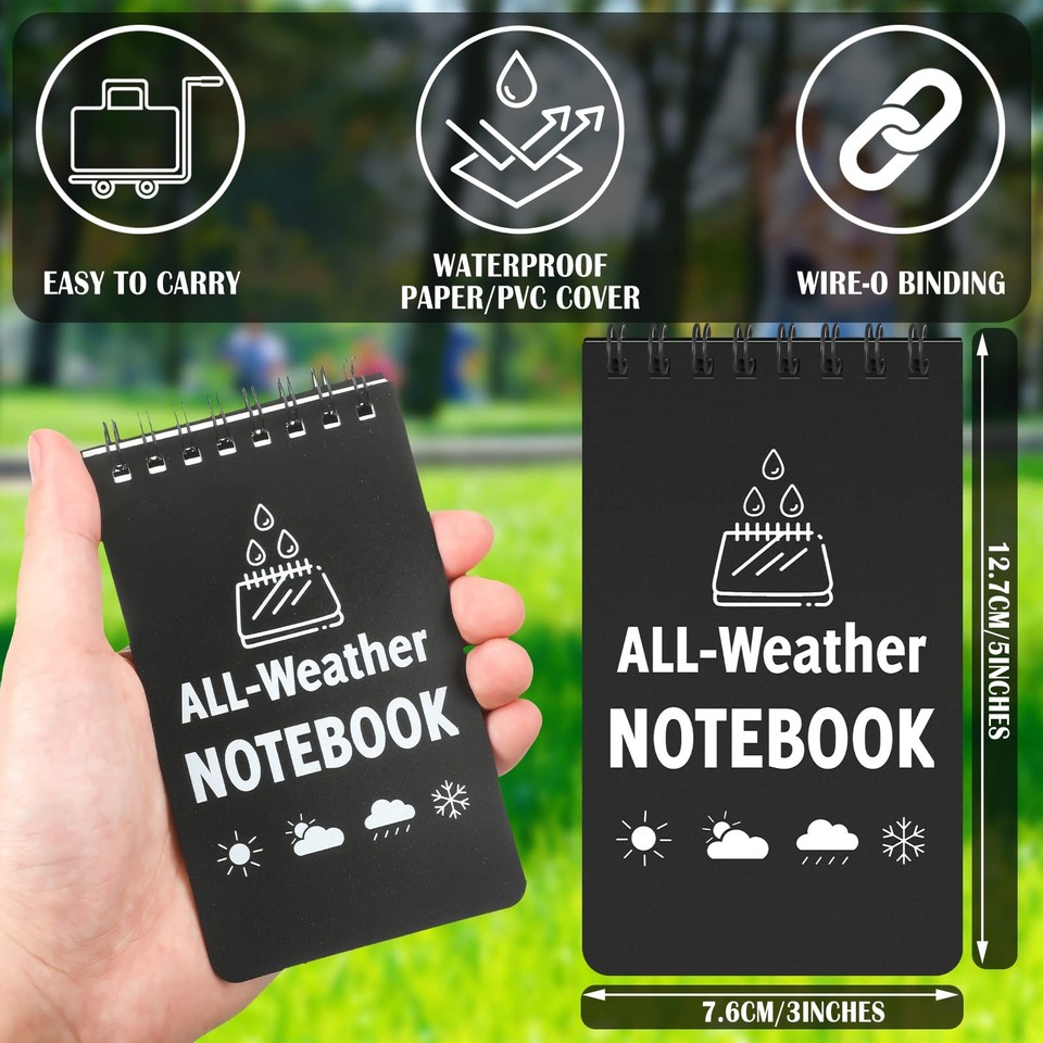 16 Pcs Waterproof Pocket Notebook 3 x 5 Small Notepads All Weather ...
