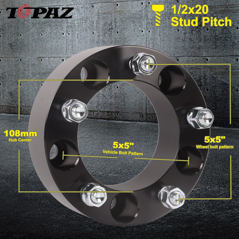 (4) 2'' 5x5.5 Wheel Spacers Adapters 1/2x20 Studs for 1994-2001 Ram ...