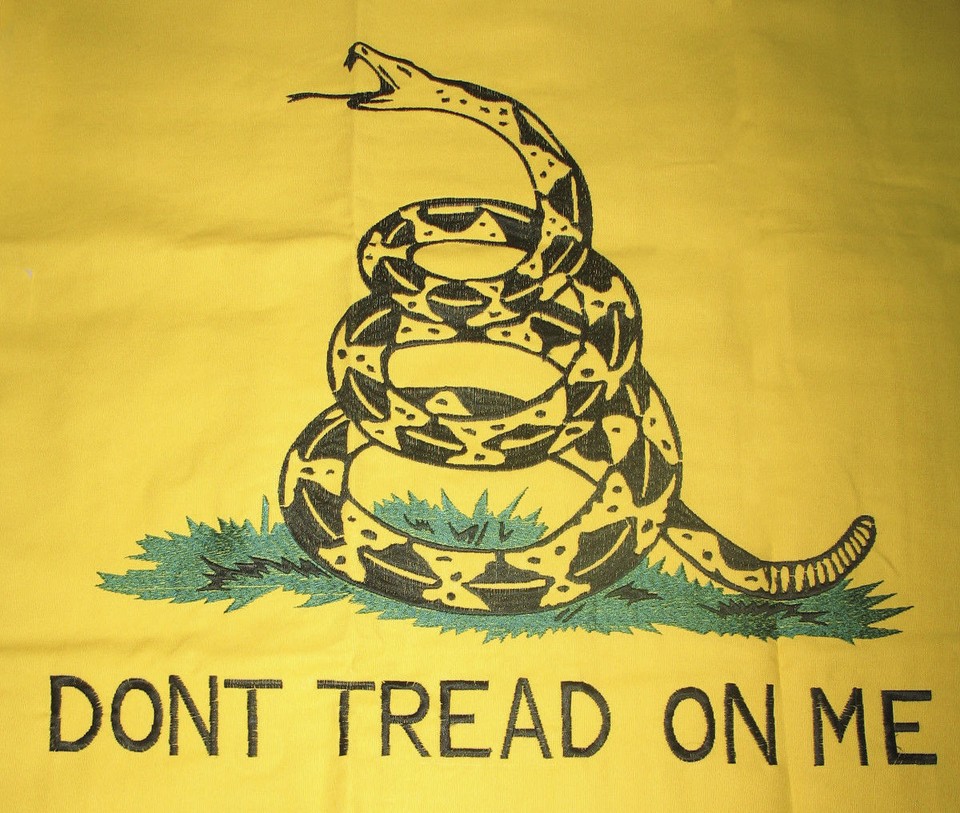Embroidered Sewn Gadsden Tea Party 4x6 Cotton Flag with Tea Party Pin ...