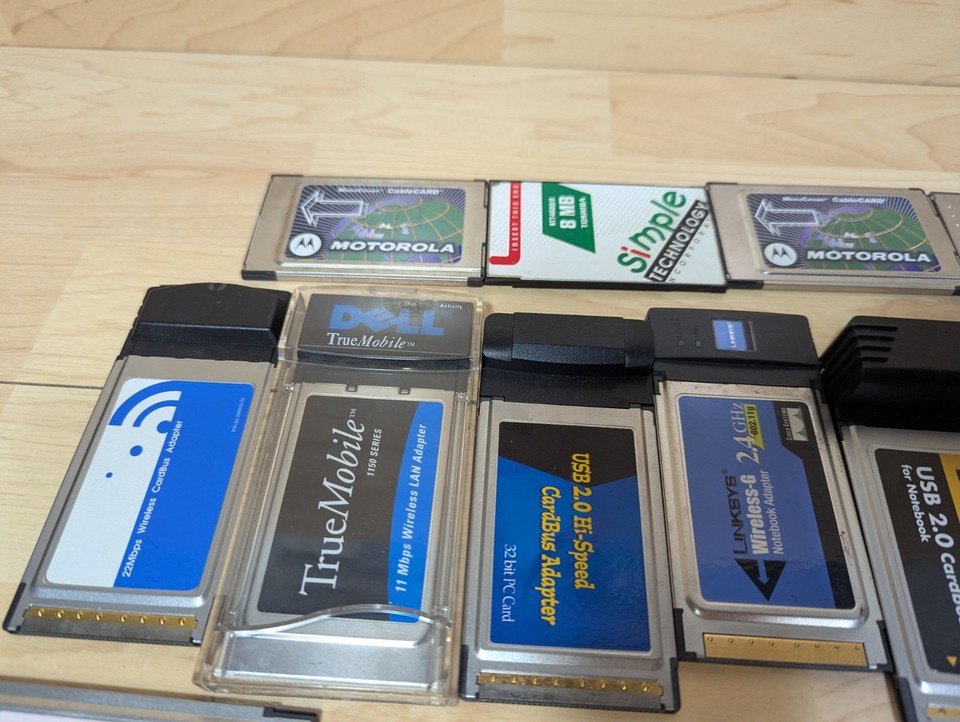 Lot of 37 PCMCIA Cards Network Modem Media Cable Cardbus Linksys 3g ...