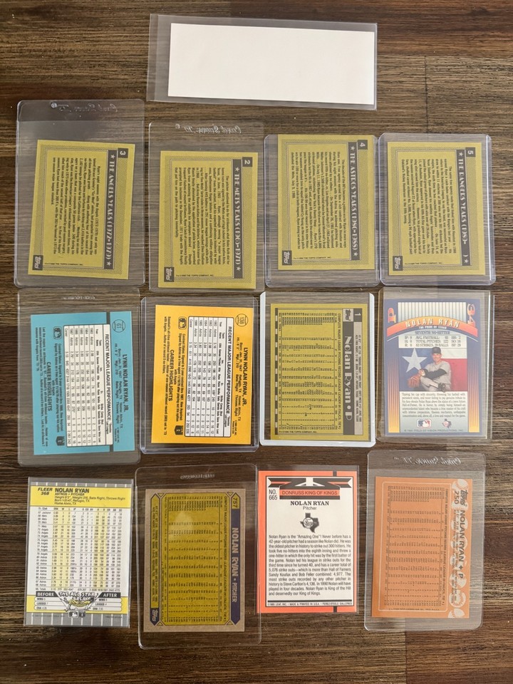 Nolan Ryan Card Lot 12 Cards - Private Collection No Doubles ...