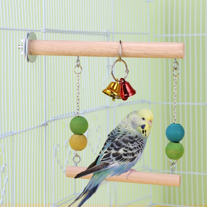 Bird Climbing Bridge with Bells Parrot Swing Hanging Toy for Parakeet ...