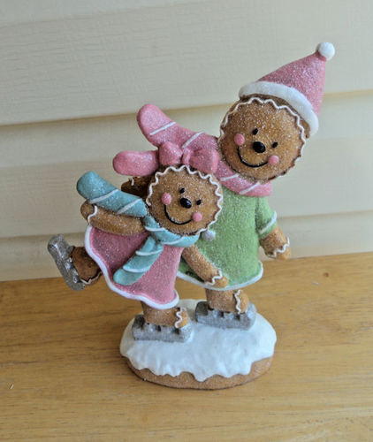 Adorable CHRISTMAS Gingerbread Girls Ice Skating Resin Figurine Decor 7 ...