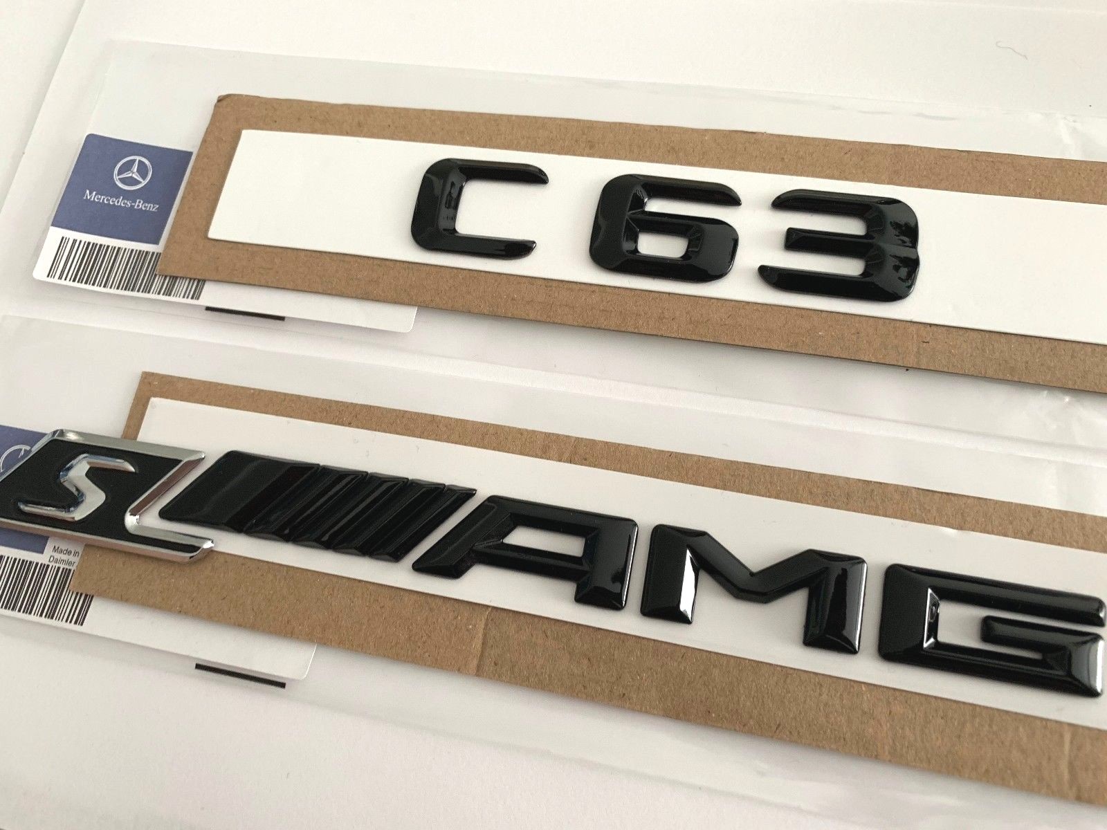 C63 Gloss Black Trunk Boot Badge Combo Sticker for Benz C63 S AMG 2013 ...
