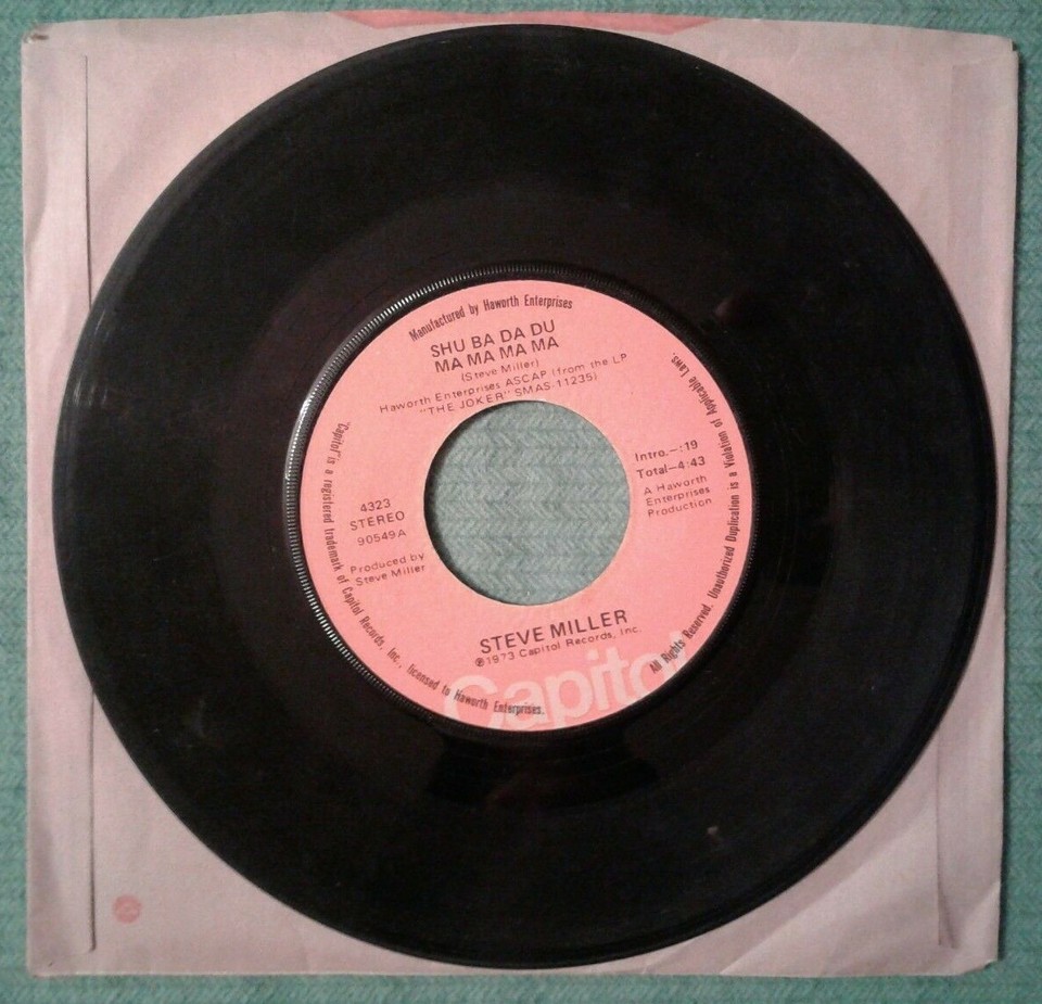 Steve Miller "Rock 'N Me / Shu Ba Da Du Ma Ma Ma Ma" 7" 45 rpm record ...