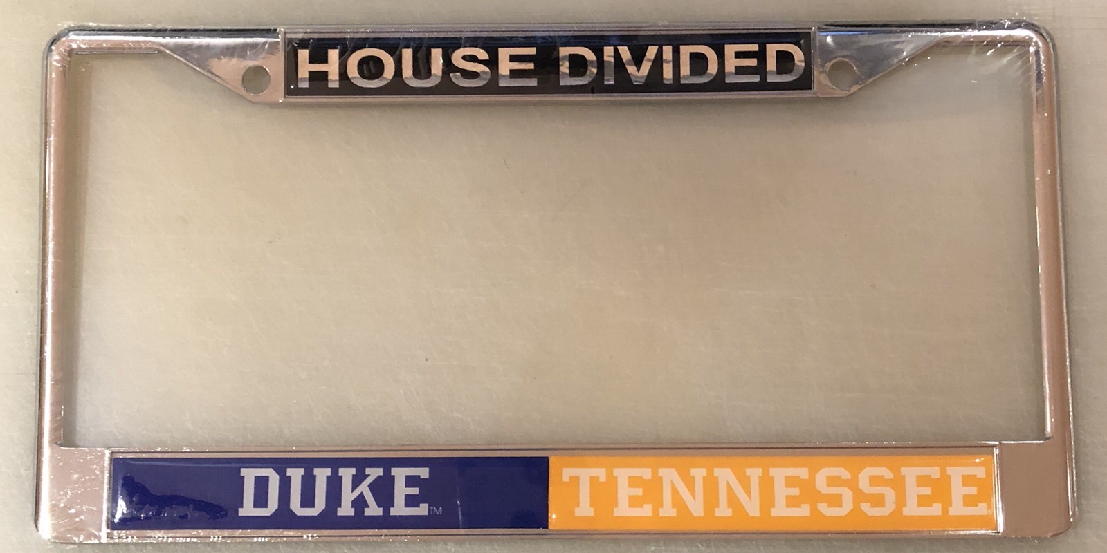 House Divided Duke Blue Devils & Tennessee Volunteers License Plate ...
