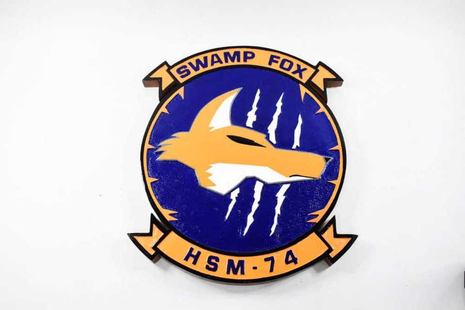 HSM-74 Swamp Fox Plaque, 14", Mahogany, Navy | eBay