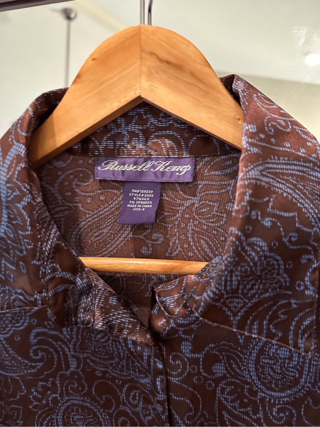 Russel Kemp Silk Button Down Shirt Size 8 Medium - Gem