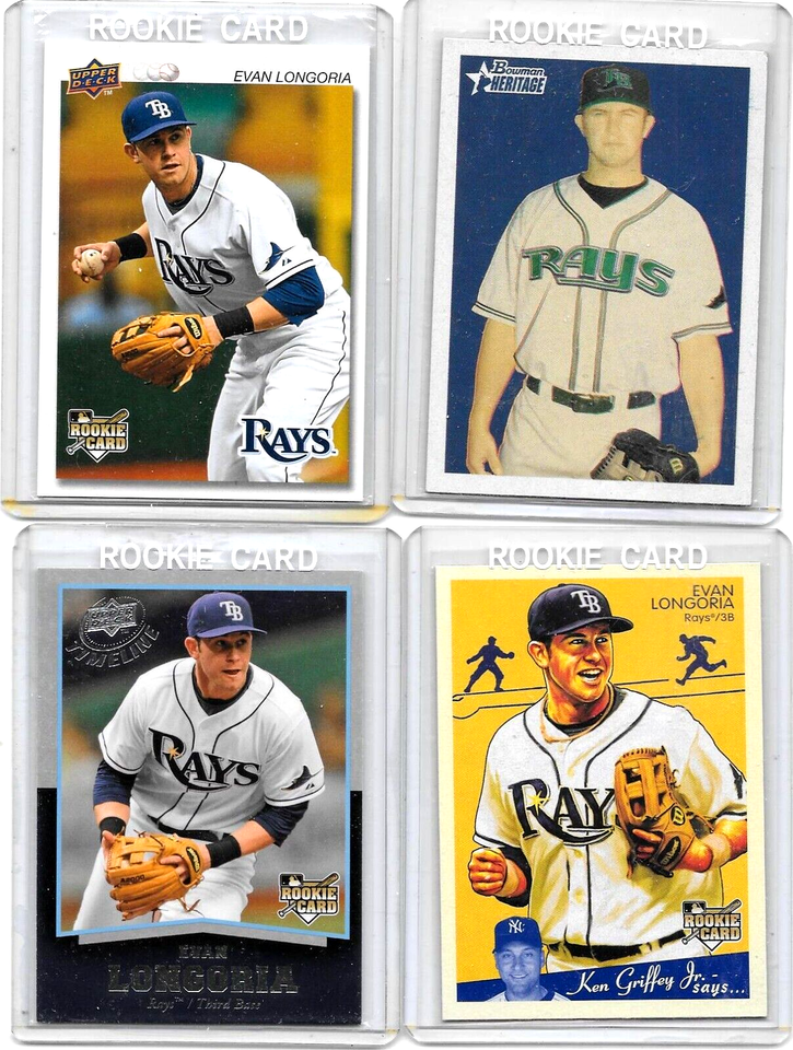 EVAN LONGORIA PREMIUM ROOKIE LOT: 7 MINT ALL DIFFERENT CARDS - RAYS | eBay
