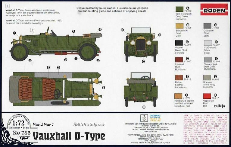 Roden 735 Vauxhall D-type car WWI (1912-1917) plastic model kit 1/72 | eBay