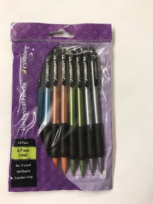 Caliber Mechanical Pencils 10 Pack-0.7mm #2 Lead-Refillable-Comfort ...