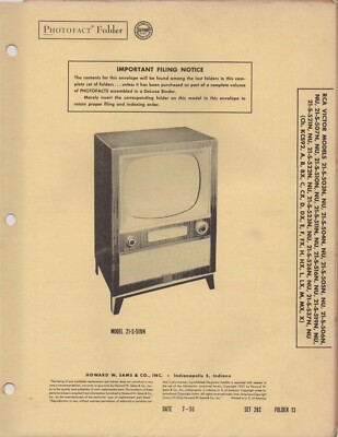 1955 RCA VICTOR 21-S-503N 21-S-504N TV service manual PHOTOFACT ...