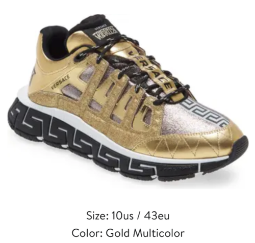 $1125 Men's Versace Trigreca Gold Glitter Sneakers DSU80941A02748 6Y090 ...