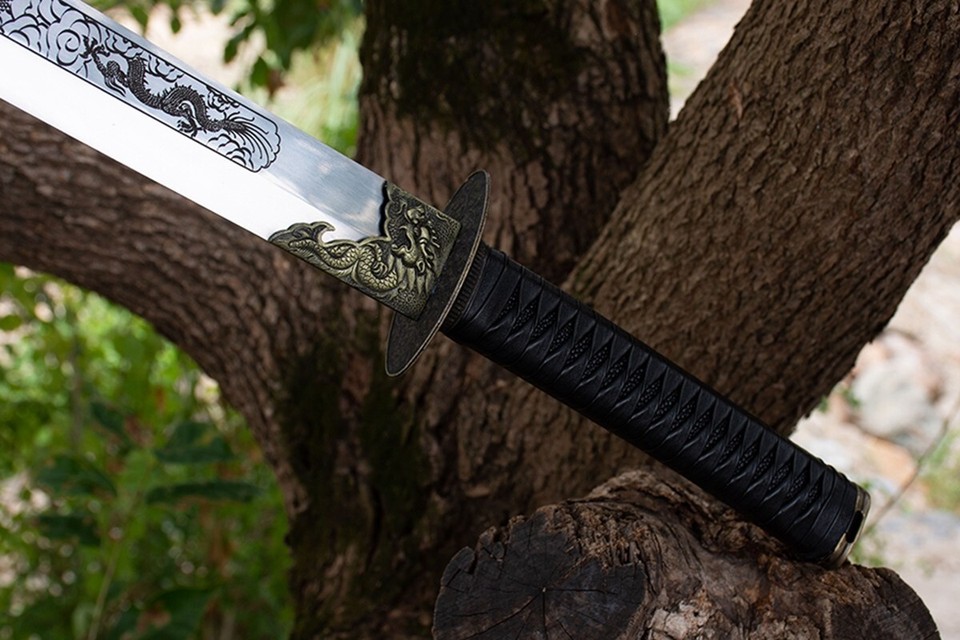 Battle Chinese Kung Fu Sword Broadsword Sharp Manganese Steel Blade ...