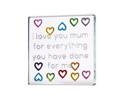 Spaceform Miniature Glass Token - Multicolour Hearts Mum - I Love You ...
