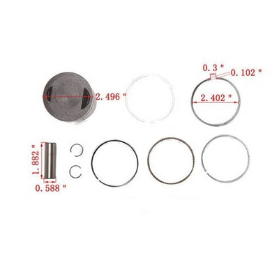 CG 200cc Piston Kit (63.5mm), 15mm pin for Coolster 216, 3200, 3200B ...