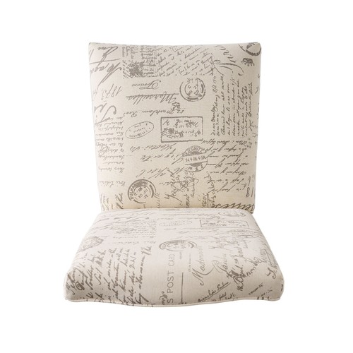 Crown Back French Script Beige Fabric Dining Chairs (Set of 2 ...